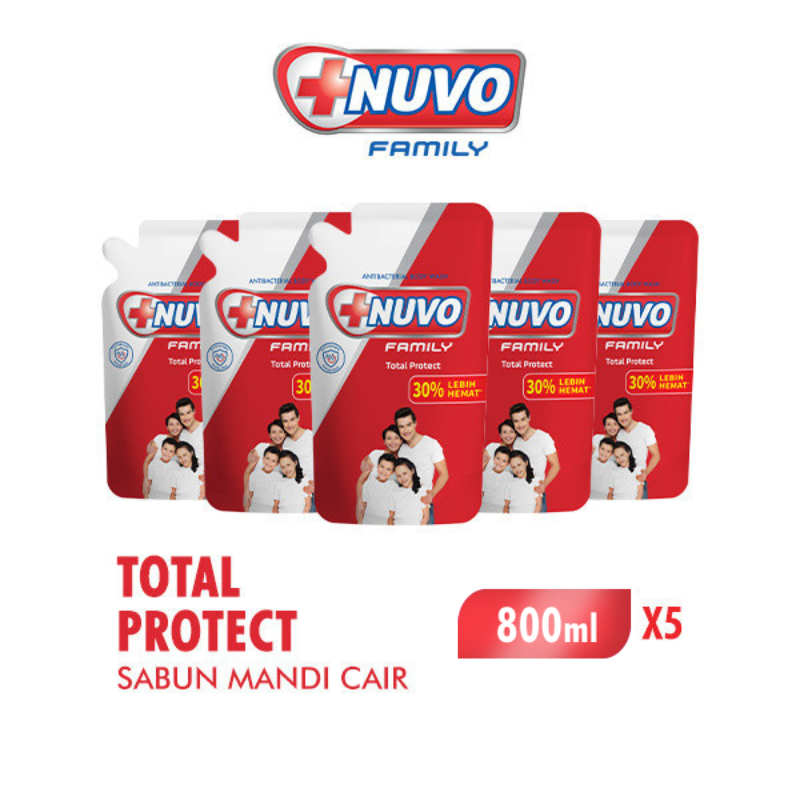 Jual Nuvo Family Sabun Mandi Cair Merah Pouch 800 ml x5 | Shopee Indonesia