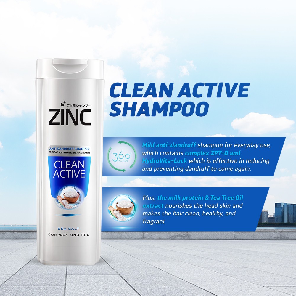 Jual ZINC SHAMPOO BIRU CLEAN & ACTIVE 170ML SHAMPO ZINC BOTOL NEW ...