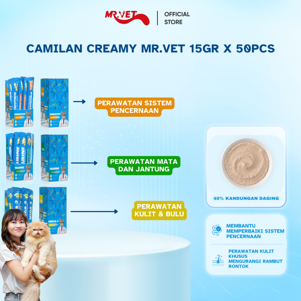 Jual Mr.Vet - 1 Box Camilan Kucing Creamy Snack Kucing yang dilengkapi ...