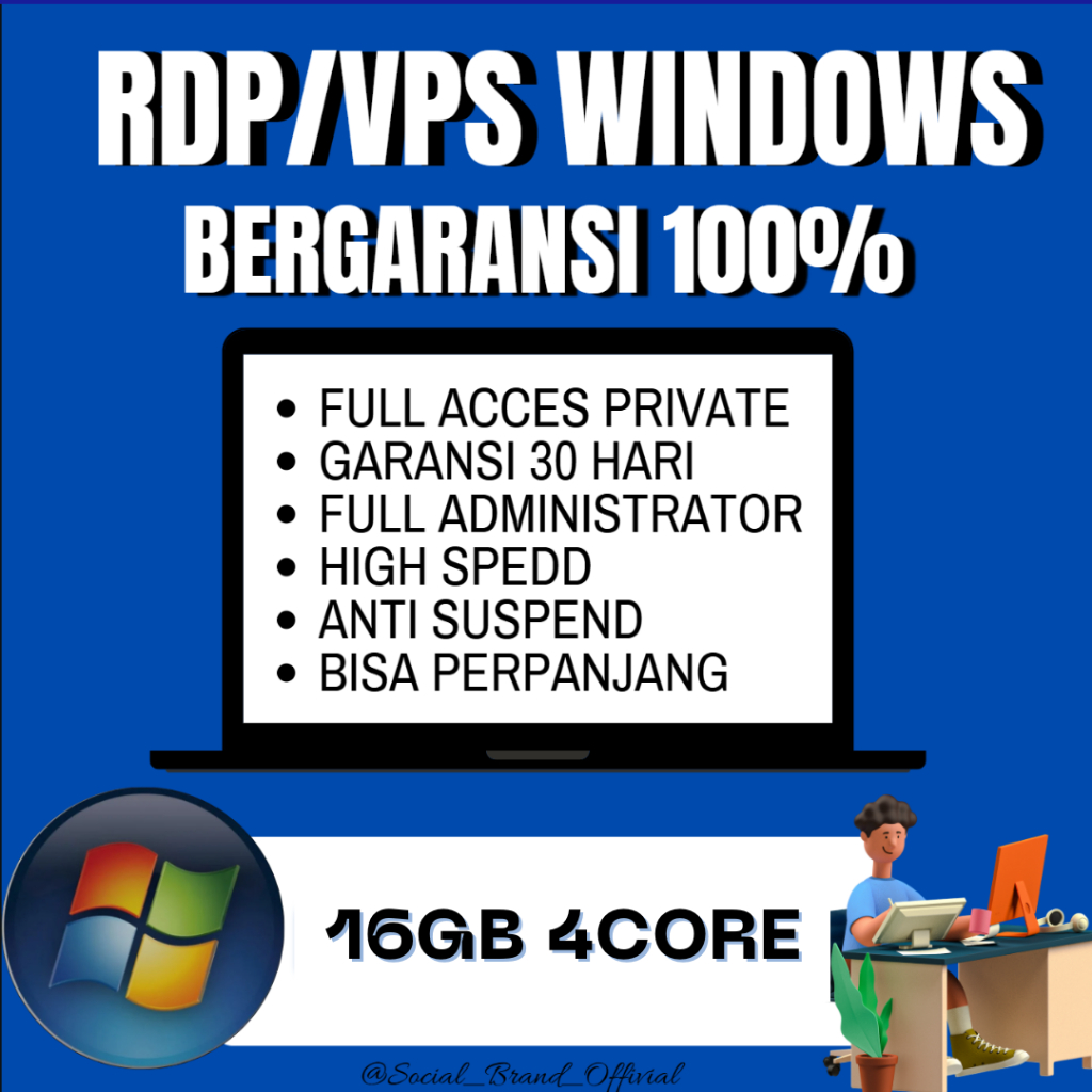Jual RDP WINDOWS RAM 16GB FULL ADMINISTRATOR, FULL GARANSI 30 HARI ...