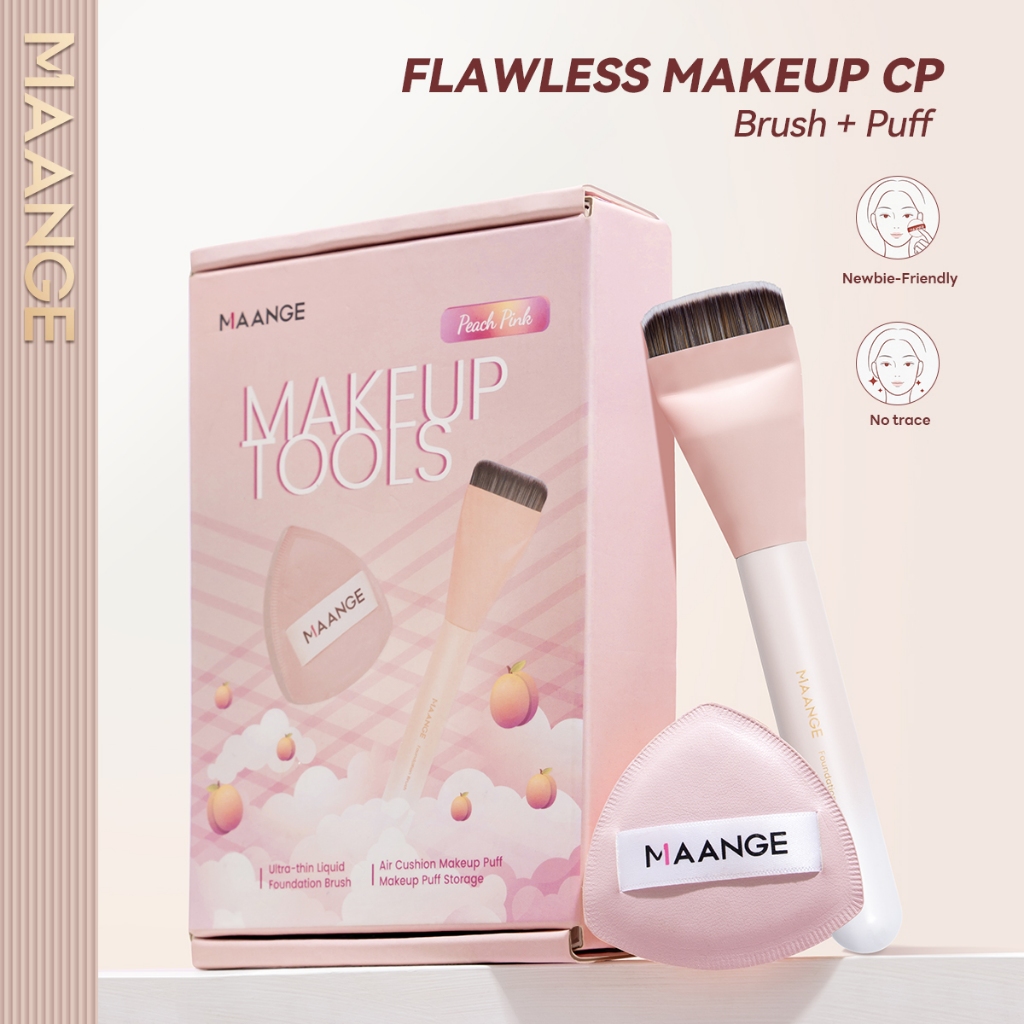 Jual MAANGE Kuas Foundation Brush + Air Cushion Puff Alat Rias Set Kuas ...