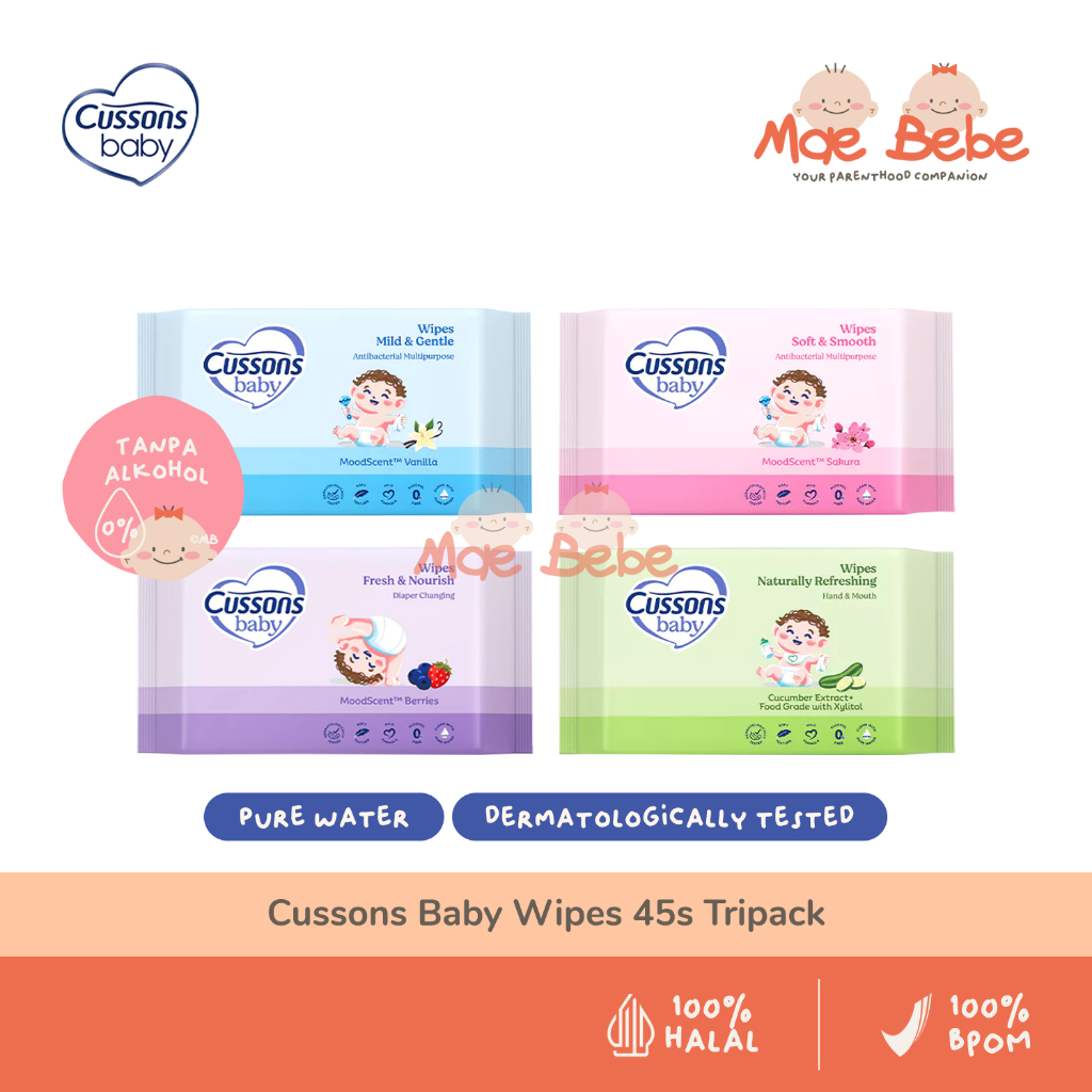 Jual [TRIPACK] Cussons Baby Wipes 45s | Tissue Basah Bayi ...