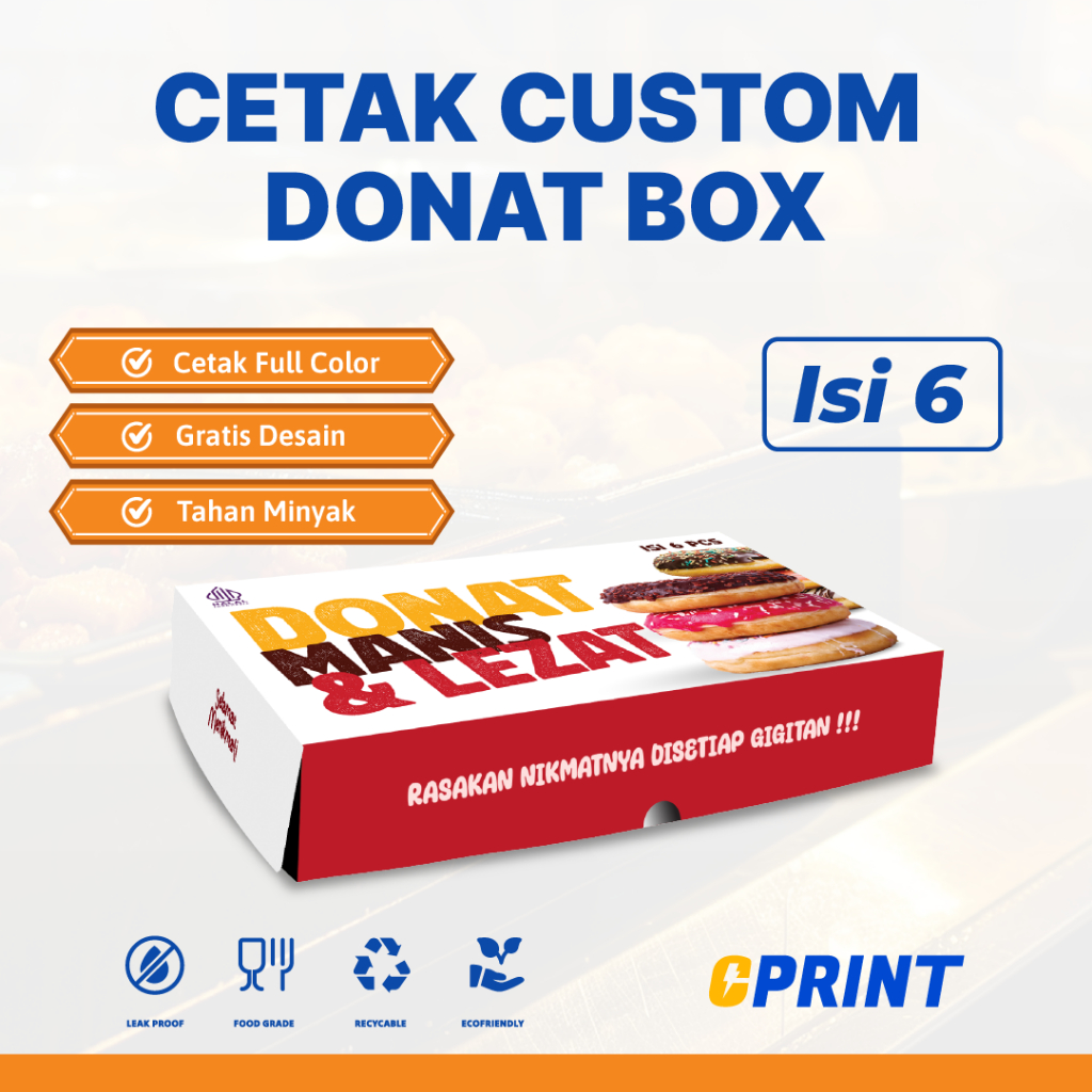 Jual Packaging Box Donat Isi 6 Custom Free Design – Bahan Ivory 270 gsm ...