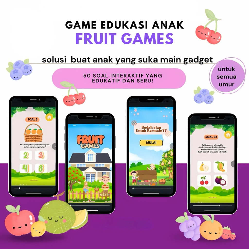 Jual Fruit Games Edukasi Anak – 50 Soal Interaktif Belajar Buah untuk ...
