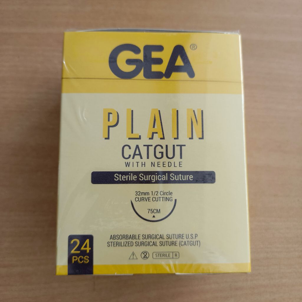 Jual Gea Catgut Plain With Needle Per BOX Benang Jahit Jarum Catgut ...