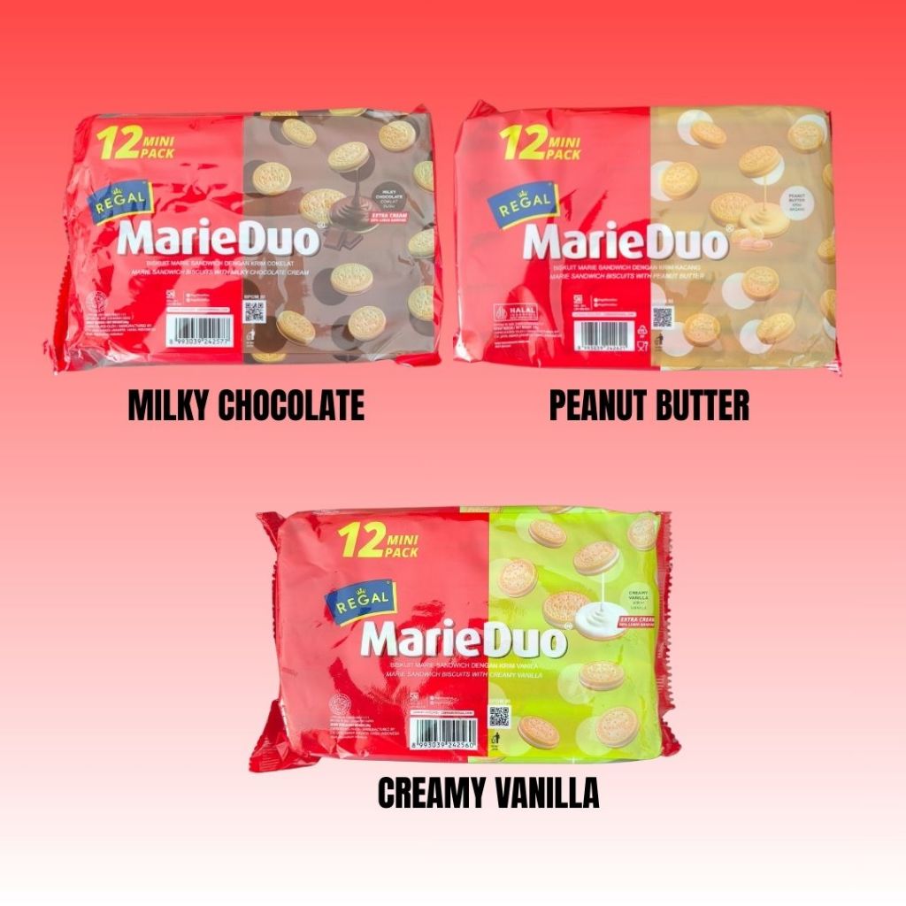 Jual Regal Marie Duo Peanut | Chocolate | Vanilla 20 Gr x 12 Pcs PACK ...
