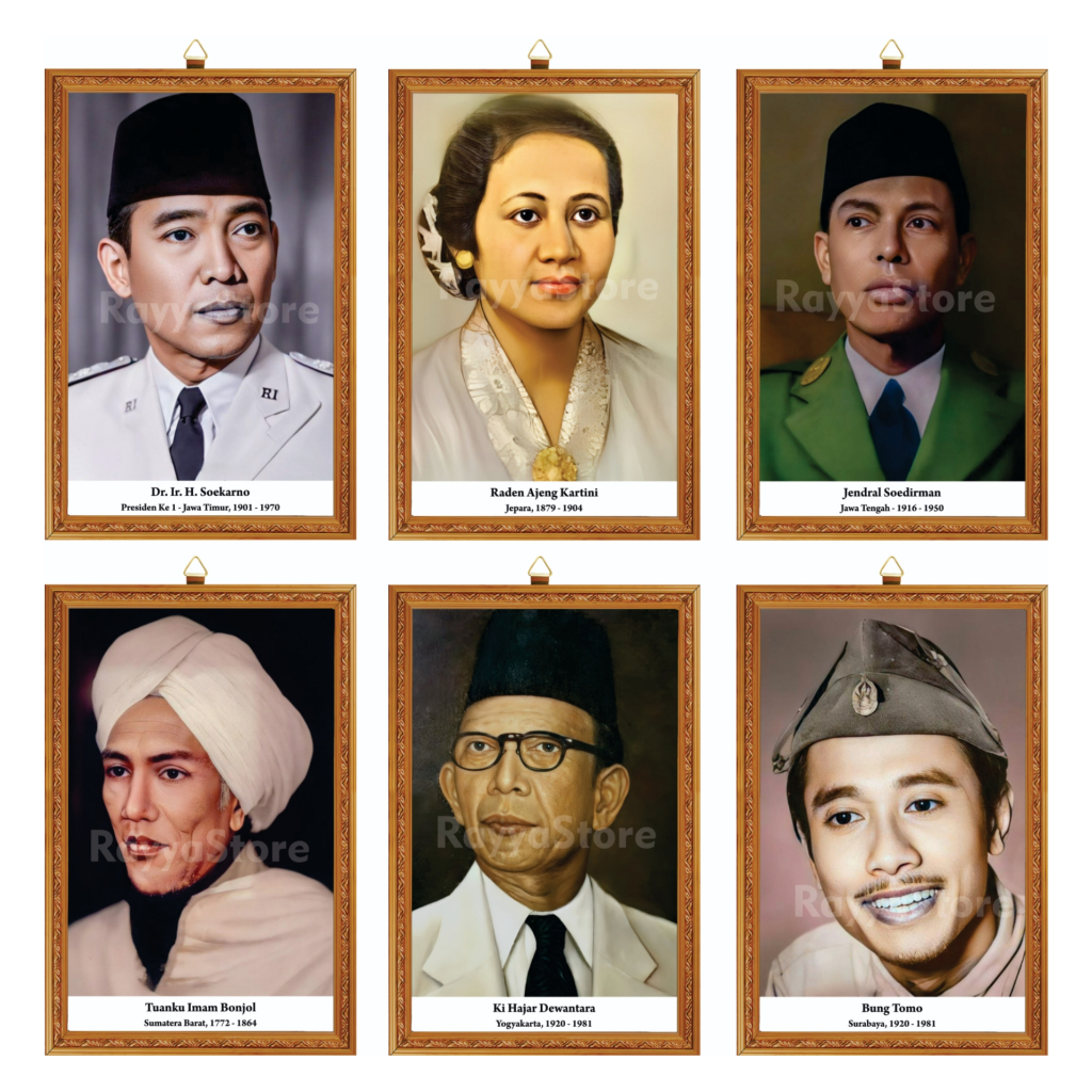 Jual Poster Poto + Bingkai, Ra Kartini, sukarno, jendral suedirman ...