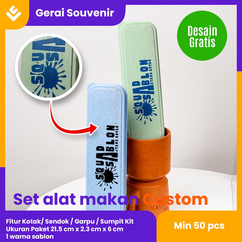 Jual Set Alat Makan Sendok Garpu Sumpit Portable Custom Sablon Souvenir ...