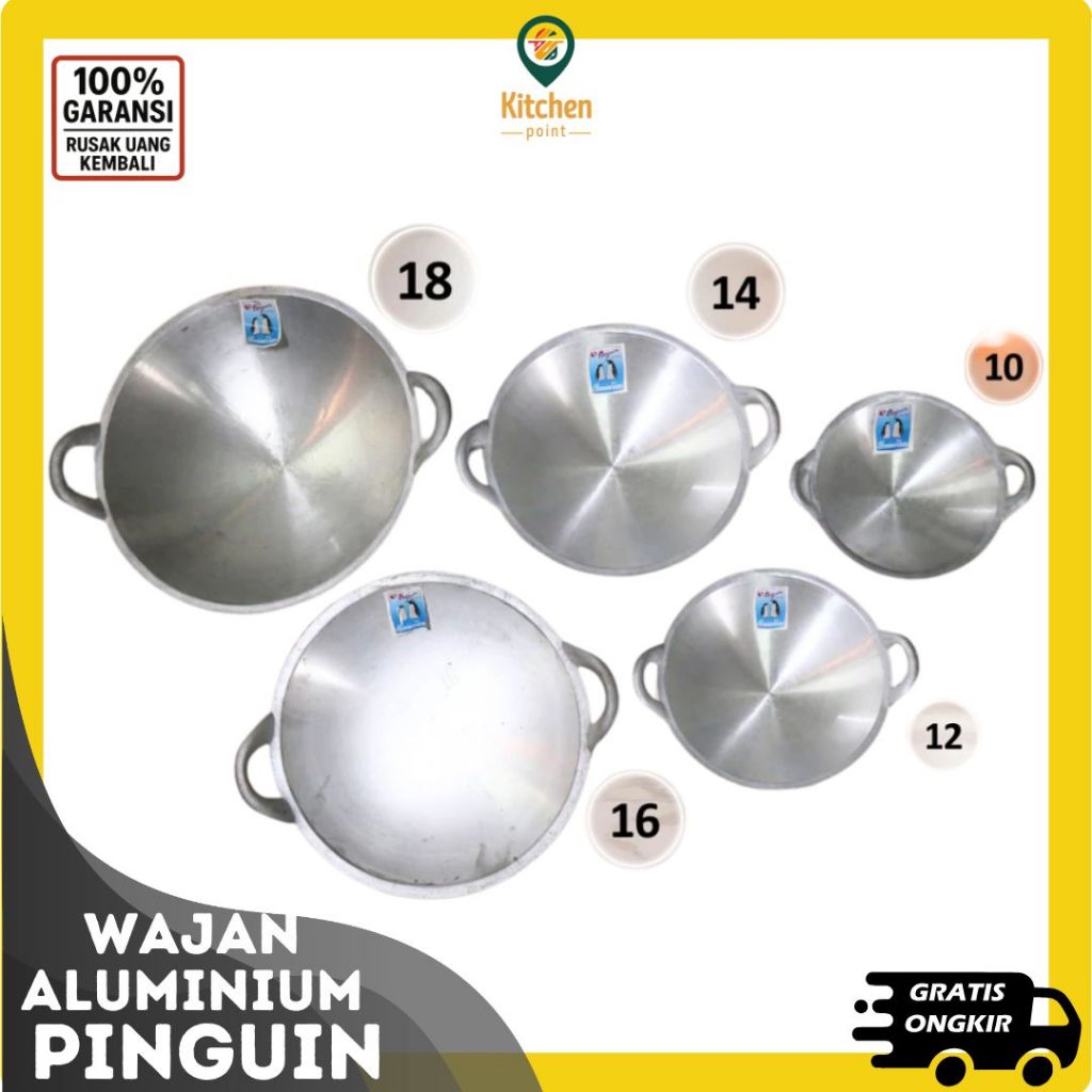 Jual Wajan Penggorengan Pinguin Aluminium Premium , Panas Merata, Anti ...