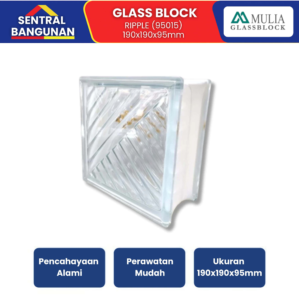 Jual Mulia Glass Block / Glass Blok Kaca Rumah Baru Motif Ripple 95015 ...