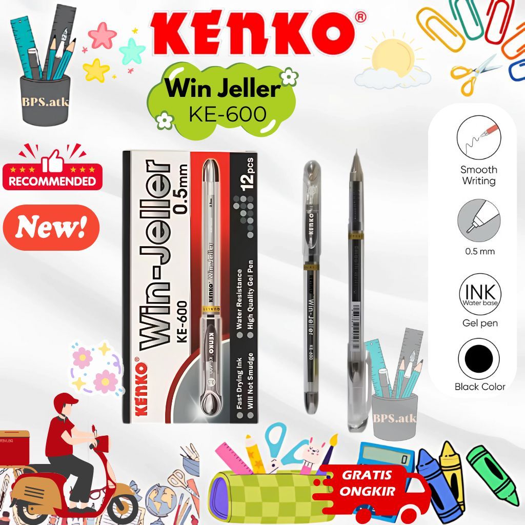 Jual (12 pcs) KENKO Pulpen Gel Win Jeller KE - 600 Pena Pen Gel ...