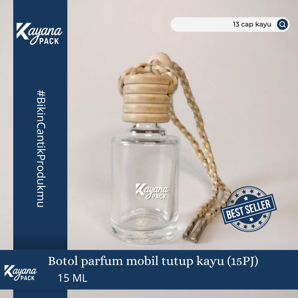 Jual Botol Parfum Mobil Model Bulat Bening Tutup Kayu 15ml - 15PJ ...