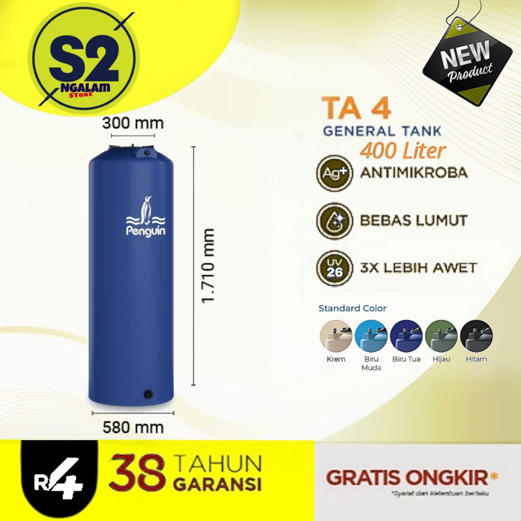Jual Tandon Toren Tangki Air - Penguin TA4 Slim 400 Liter (Invoice ...