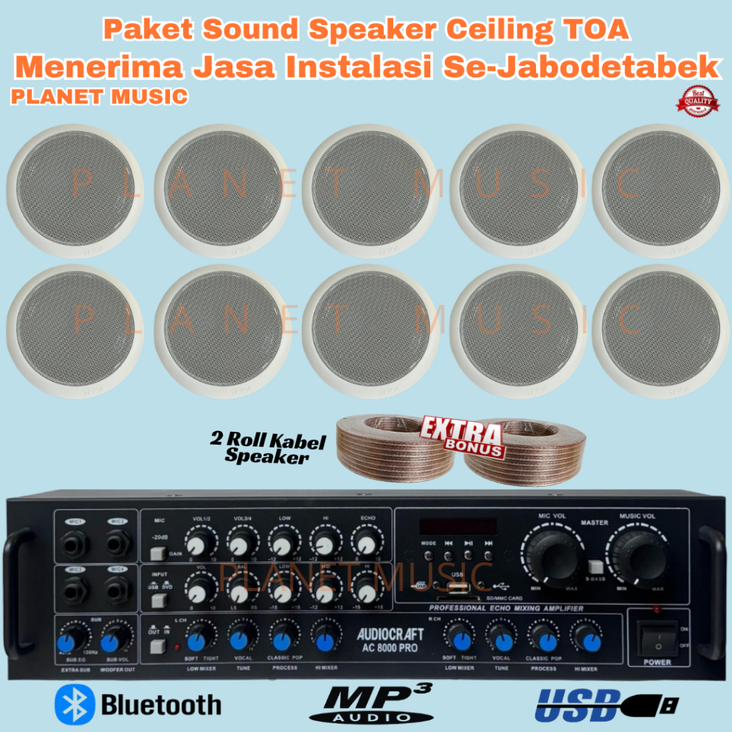 Jual Paket Sound Speaker Ceiling TOA / Speaker Plafon / Ampli AC-8000 ...