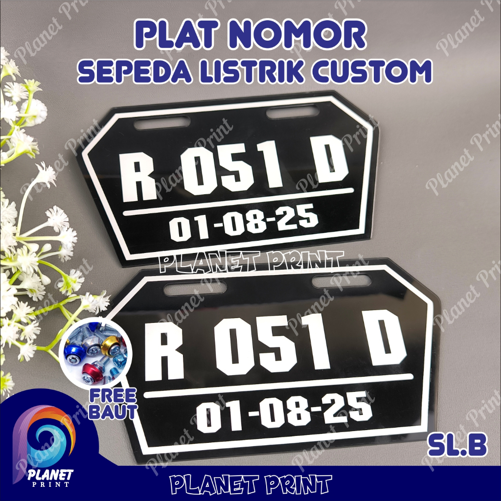 Jual Sepeda Listrik Plat Nomor Sepeda Listrik Plat No Akrilik Motor ...