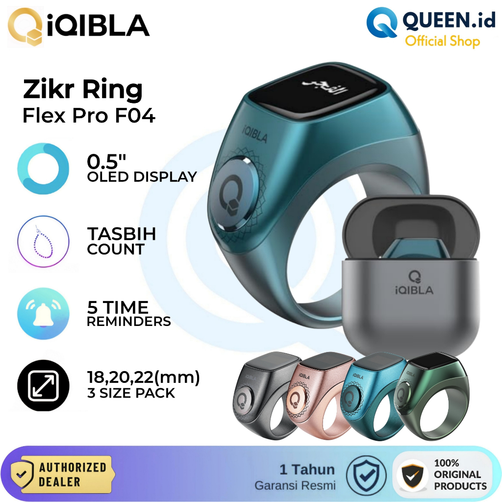 Jual iQibla F04 FLEX PRO Zikr Smart Ring Lite Cincin Tasbih Digital 0.42" OLED Tasbih Counter ...