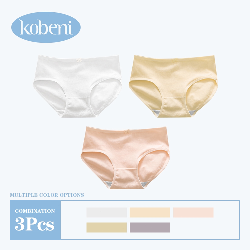 Jual KOBENI (3pcs) Celana Dalam Wanita Mid Waist Cd Polos Undies Bahan ...