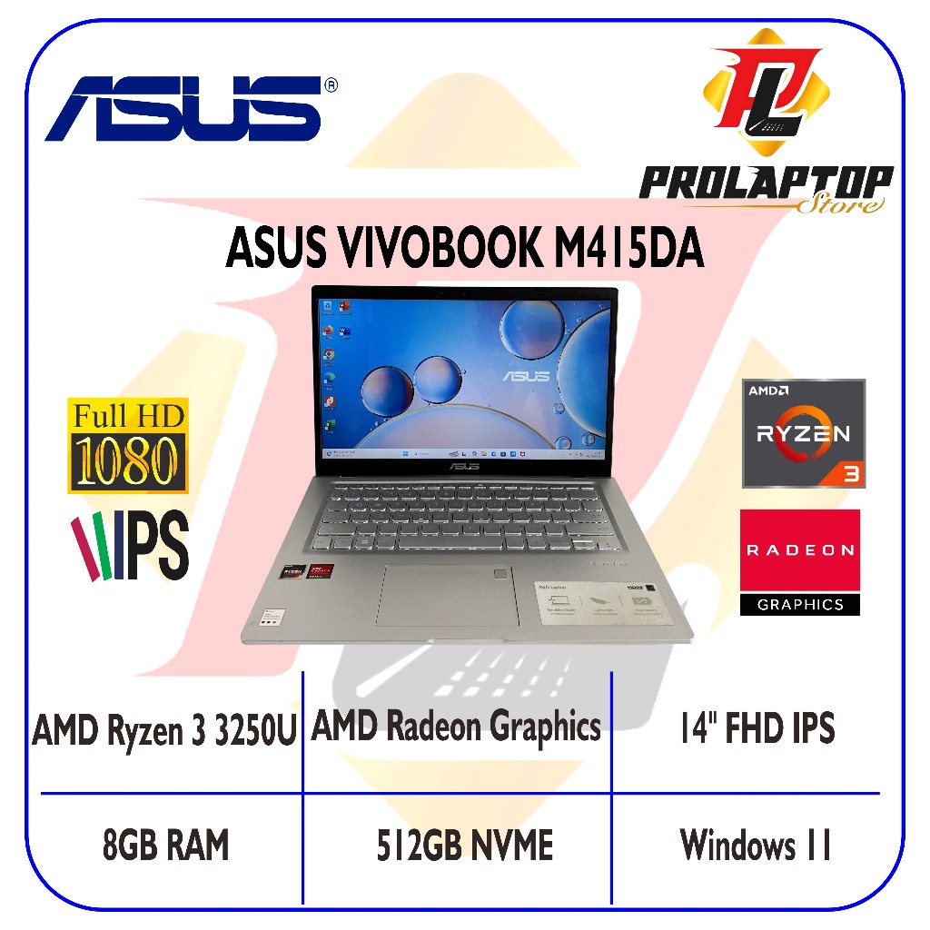 Jual Asus VivoBook M415DA AMD Ryzen 3 3250U RAM 8GB SSD NVME 512GB 14 ...