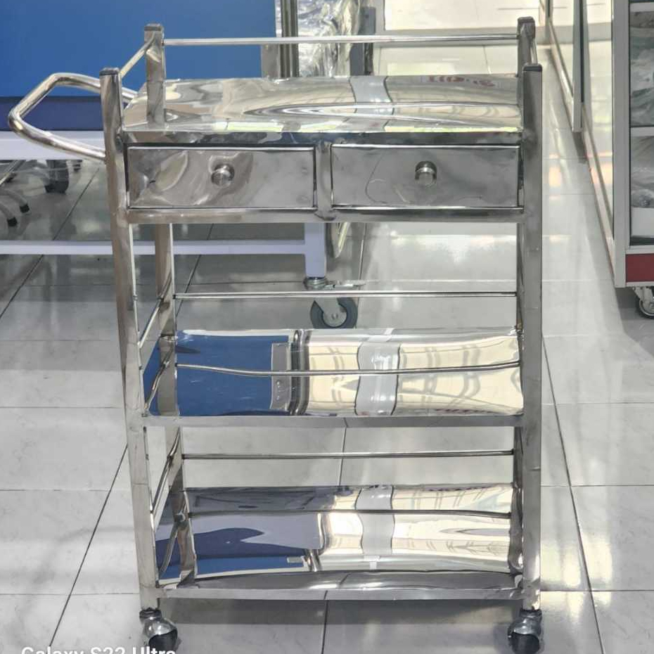 Jual MEJA TROLI INSTRUMEN 3 RAK 2 LACI STAINLESS STEEL / TROLI ...