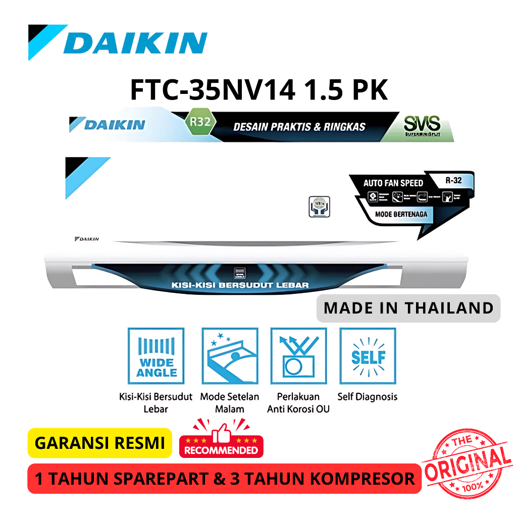 Jual AC DAIKIN FTC 35NV14 1.5PK INDOOR AC + OUTDOOR AC ( UNIT ONLY ...