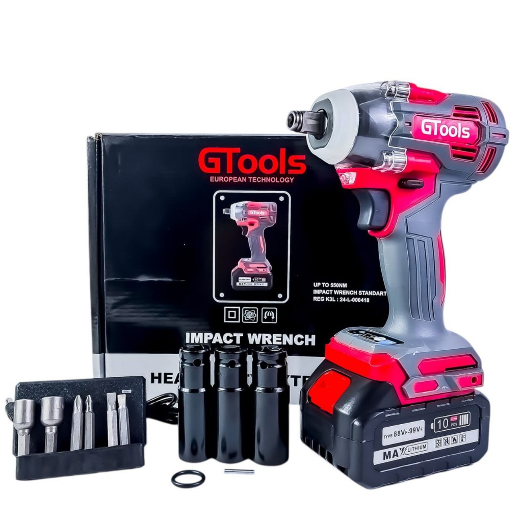 Jual GTOOLS impact wrench type GT84 550nm baterai 88v standart fullset accecoris lxt 10cell XAPR ...