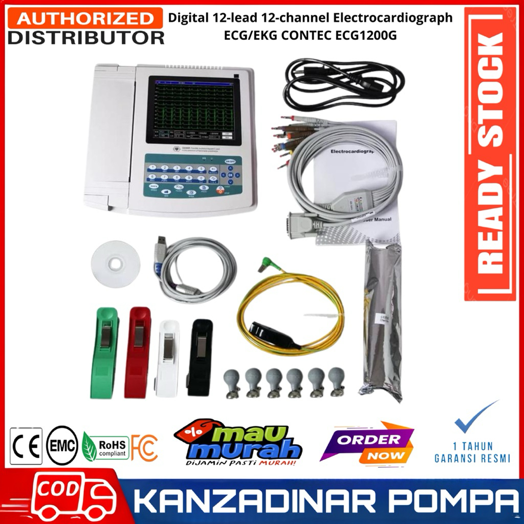 Jual Digital 12-lead 12-channel Electrocardiograph ECG/EKG CONTEC ...