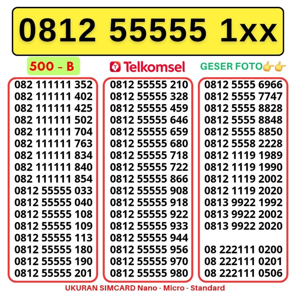 Jual Nomor Cantik Simpati Telkomsel Support 4G 5G Nocan Simpati Kartu ...