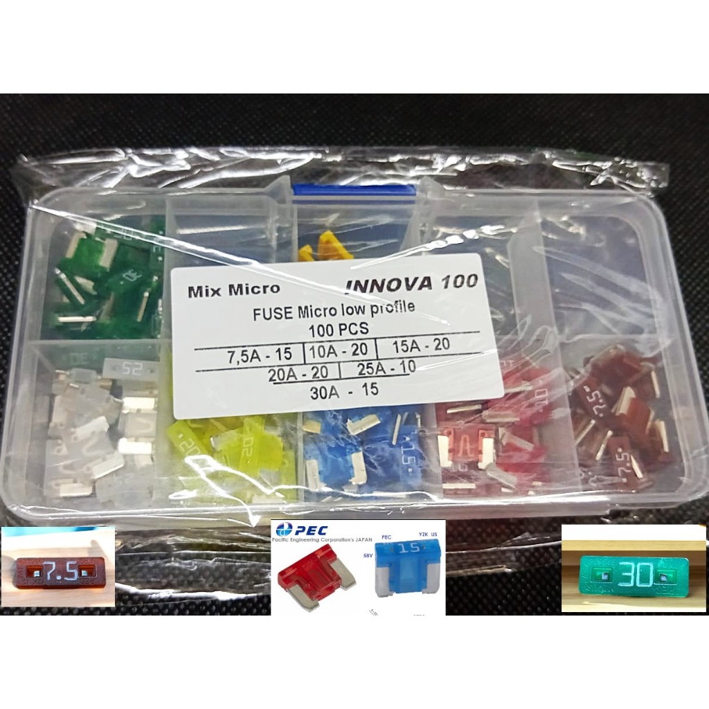 Jual Fuse micro original PEC Japan Sekring Tancap Low Profile MIX paket | Shopee Indonesia