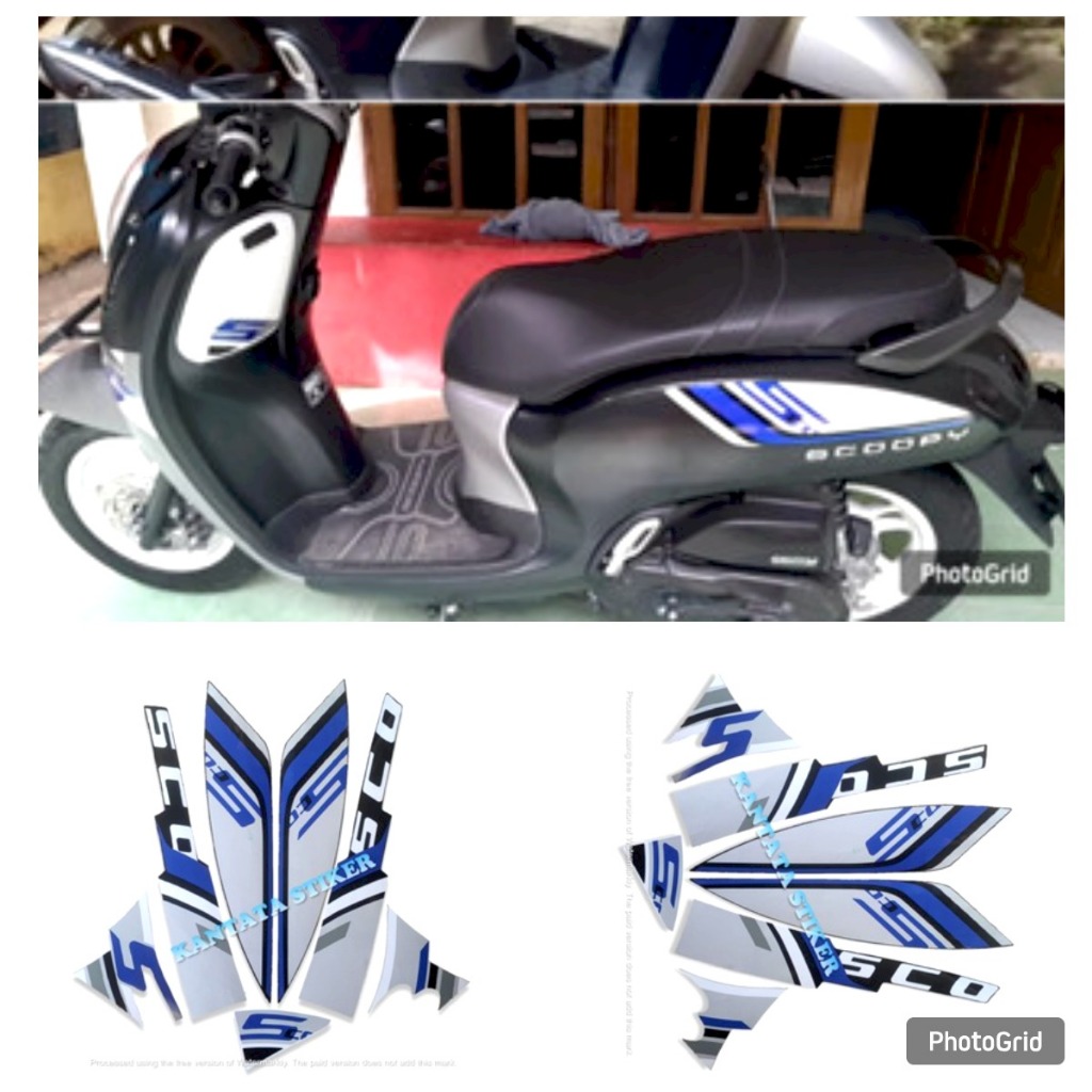 Jual STIKER STRIPING LIS LES BODY MOTOR SCOOPY SPORTY 2022 SILVER HITAM ...