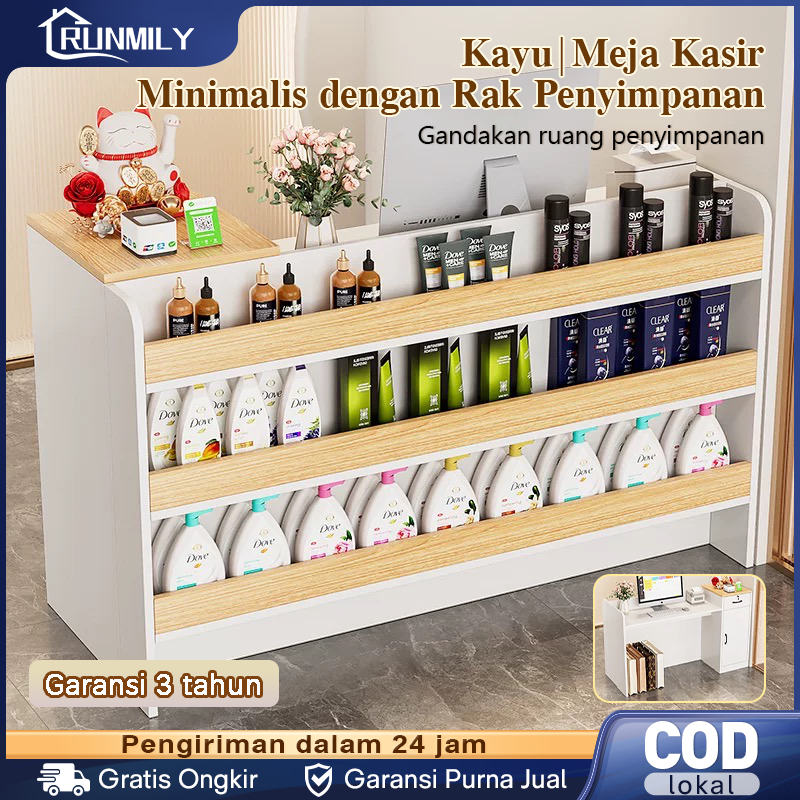 Jual ⚡️tahan lembab&Garansi 3 Tahun⚡️Meja Kasir Minimalis(Dengan rak ...
