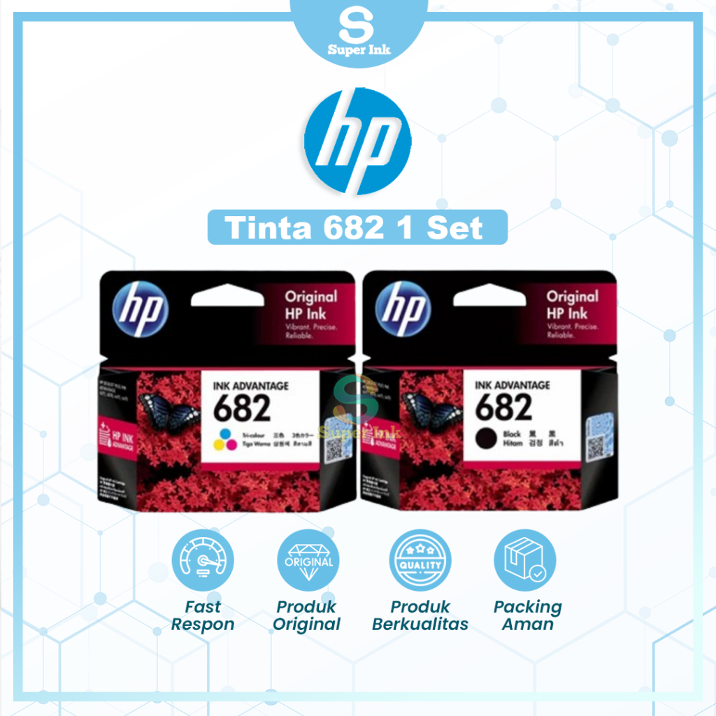 Jual Tinta Printer HP 682 Original - Black / Color Catridge - Original ...