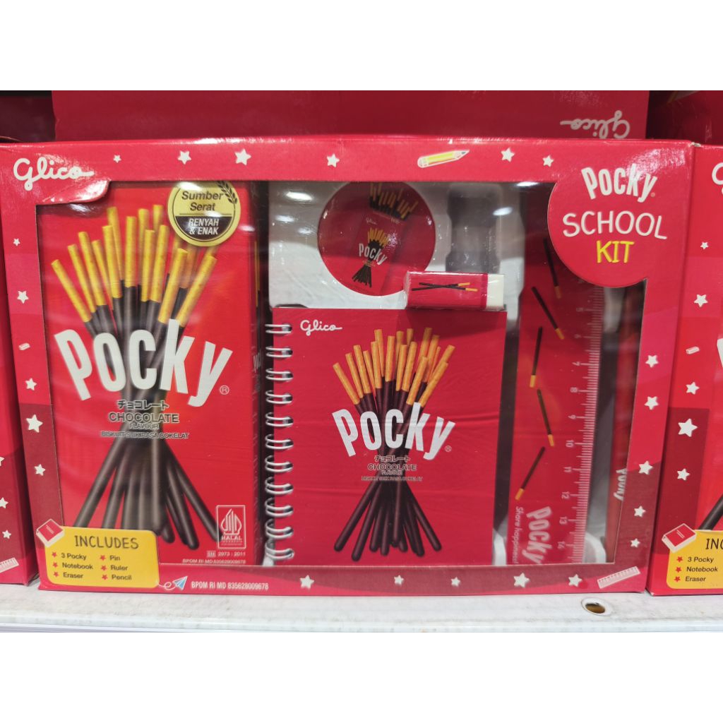 Jual NEW ITEM GLICO POCKY SCHOOL KIT PACK 3 pocky, notebook, eraser ...