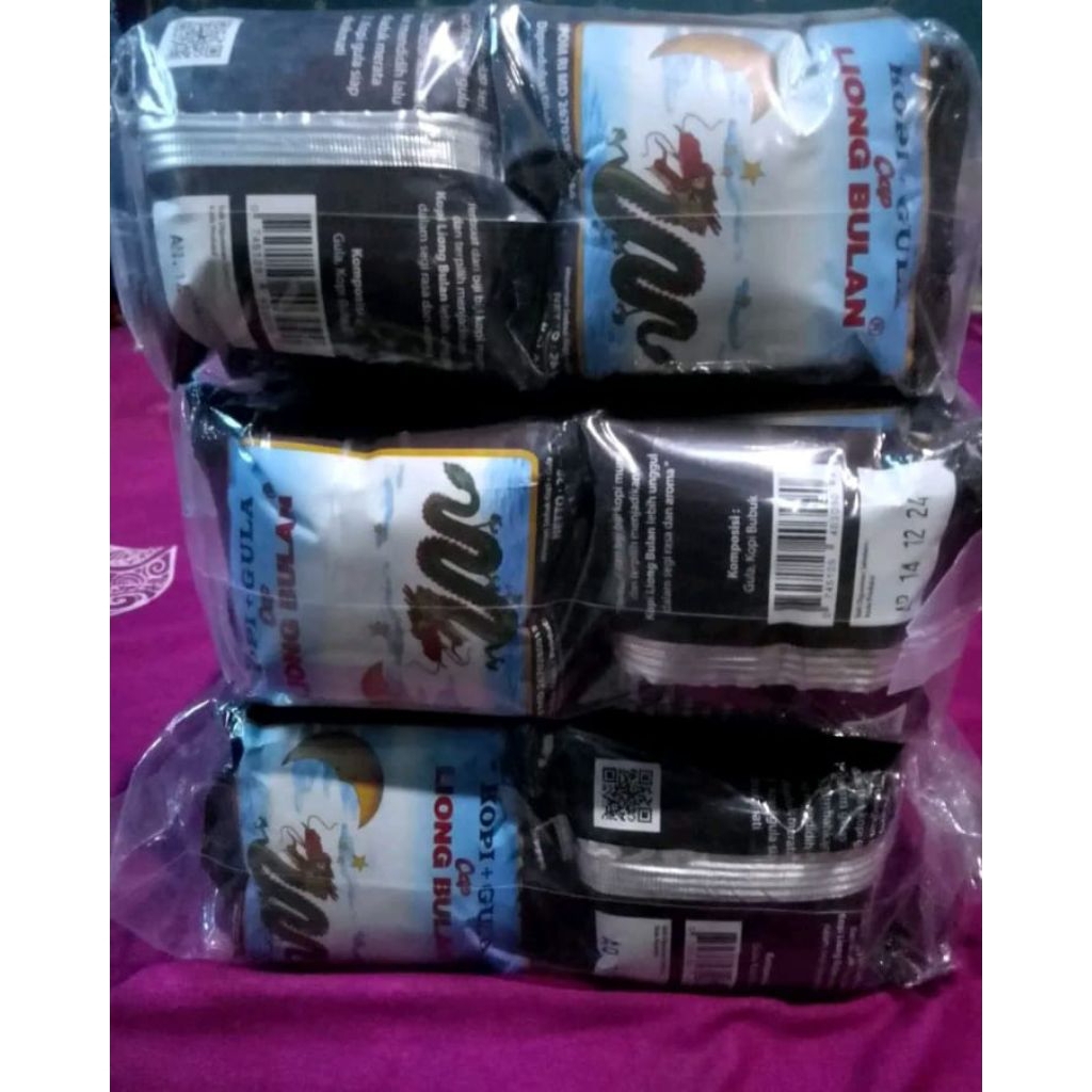 Jual kopi liong bulan 3pak (6renceng 60sachet) kopi hitam kopi gula ...