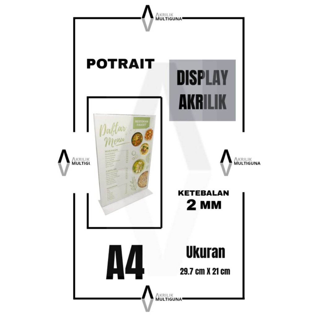 Jual Tempat Brosur Display Menu Standing Akrilik Acrylic Menu/Qris ...
