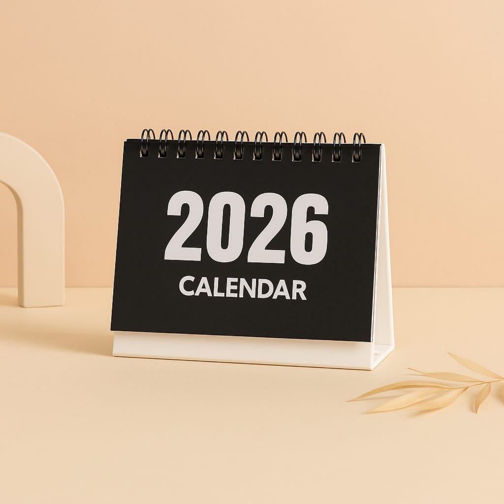 Jual Kalender Meja A6 Landscape 2026 Hitam Putih Simple Minimalis ...