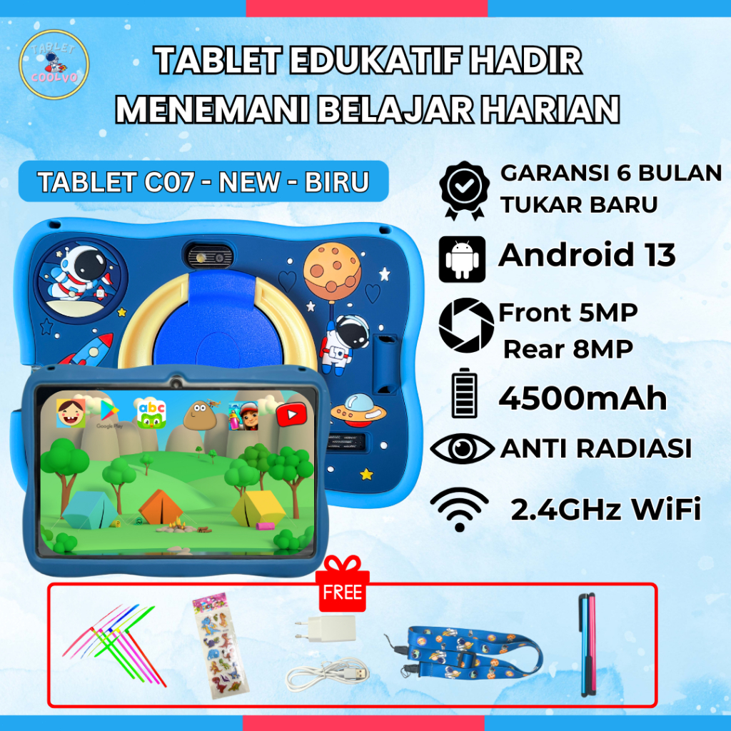 Jual Tablet Edukasi Anak 7inchi IPS Screen 4500mAh Wifi/Hotspot Tablet ...