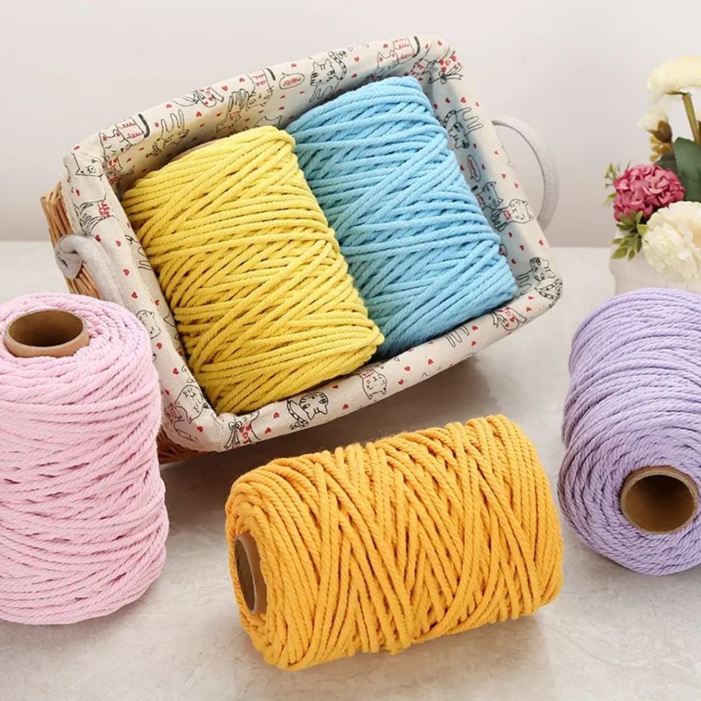 Jual [4 mm] 1 mtr Tali Macrame Katun Cotton Rope 4mm Makrame Benang ...