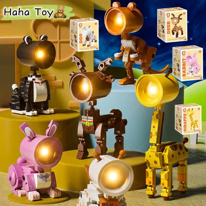 Jual HAHA TOY LED Susun Bricks Hewan Night Light DIY Block Lampu Malam ...