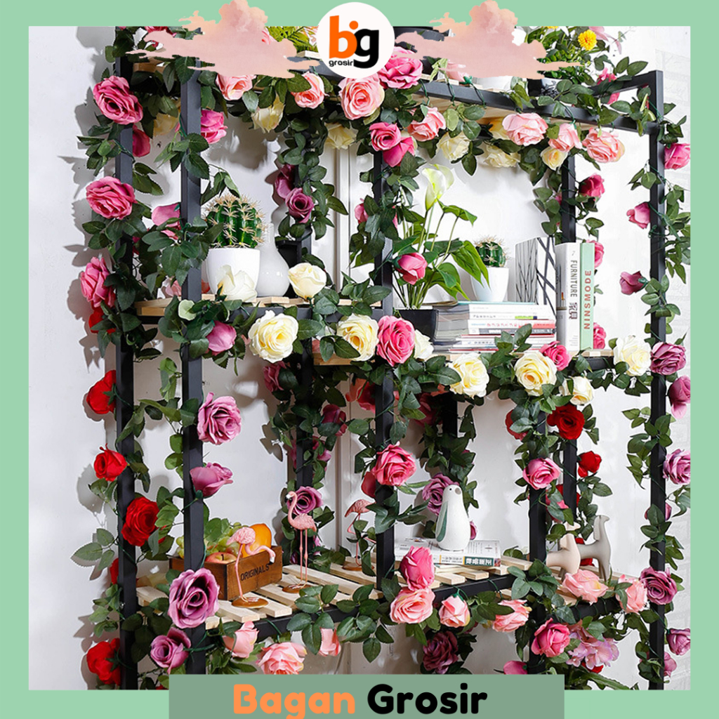 Jual BG Bunga Hias Mawar Rambat Plastik Dekorasi Dinding Rumah Acara ...