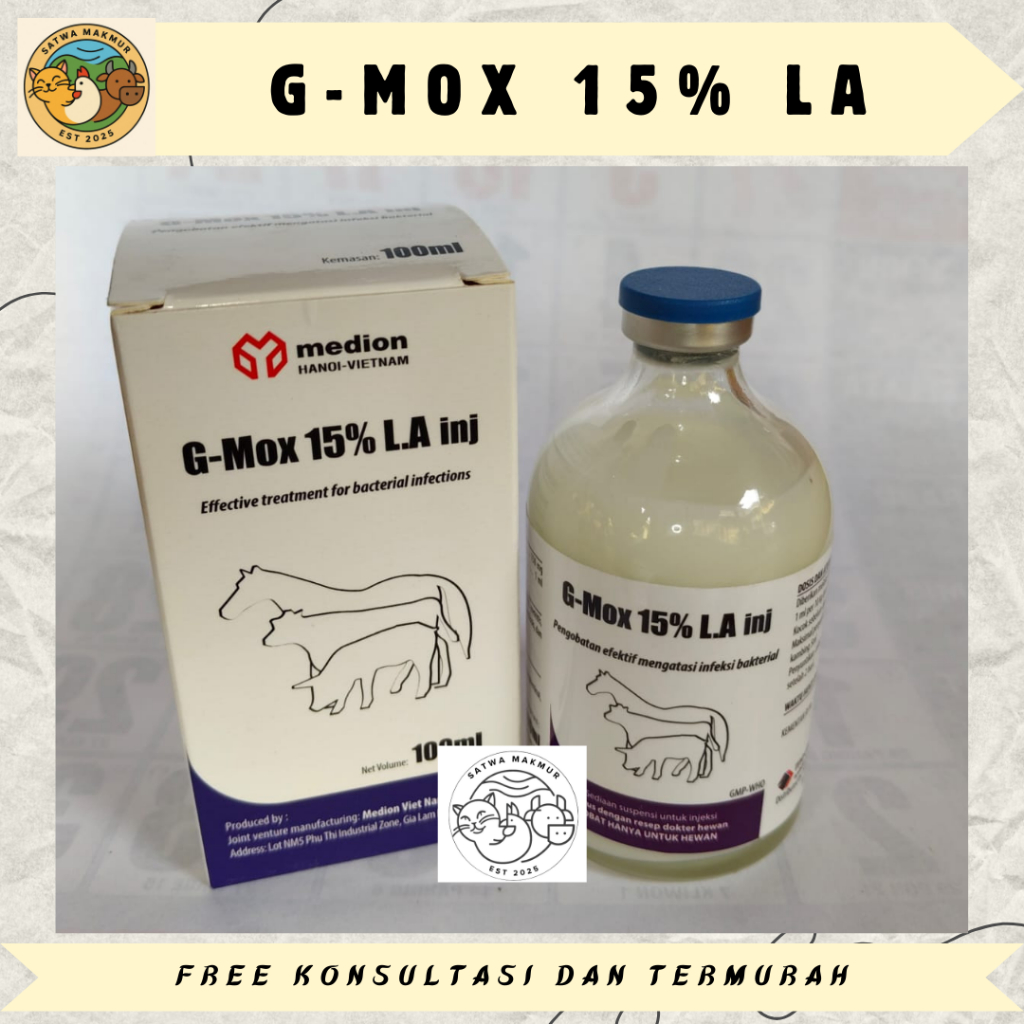 Jual G-MOX 15% LA 100ml - Anti biotik Spektrum Luas Longa Acting untuk ...