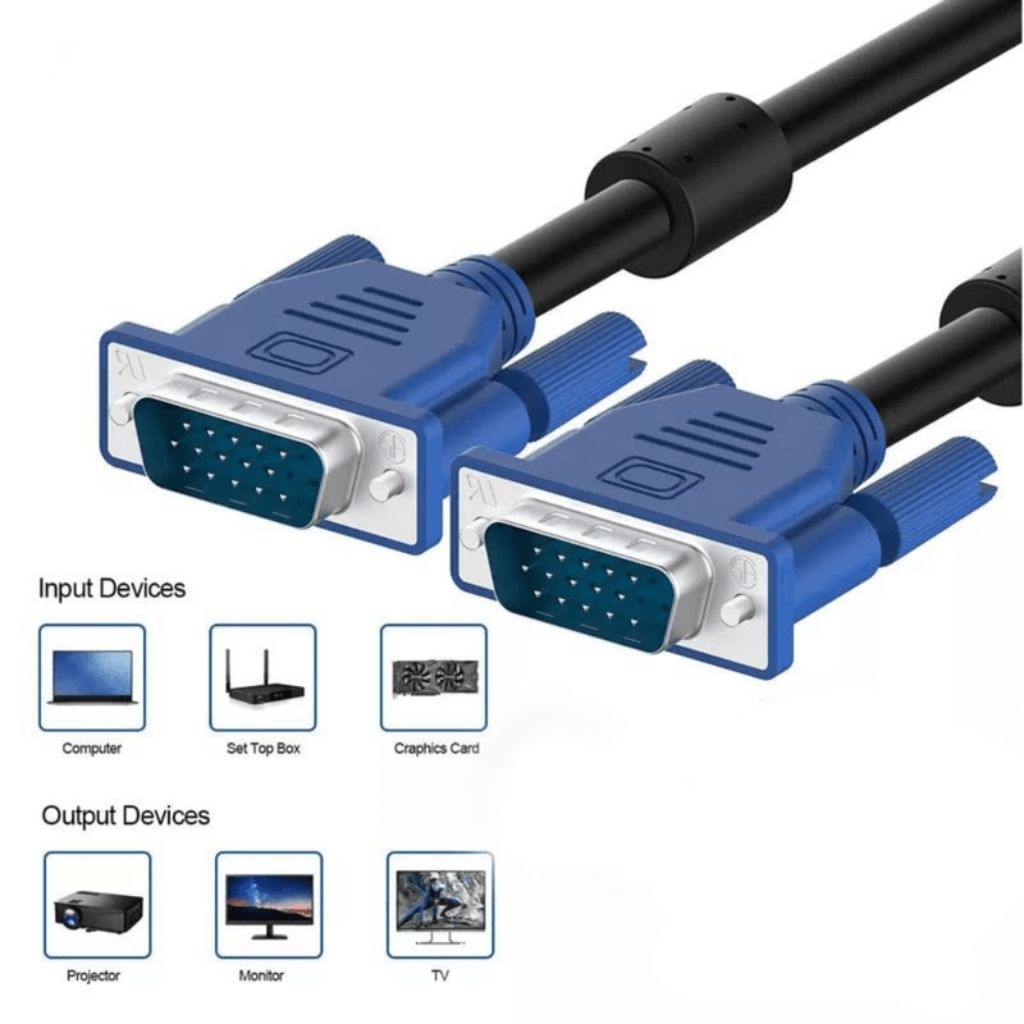 Jual Kabel VGA 1.5 Meter High quality Blue cord | Shopee Indonesia