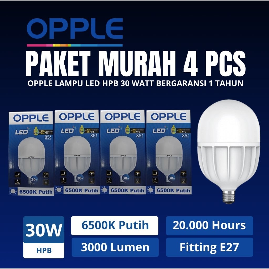 Jual Lampu Led Opple 30W Cahaya Putih 6500k Garansi 1 Tahun 4Pcs ...