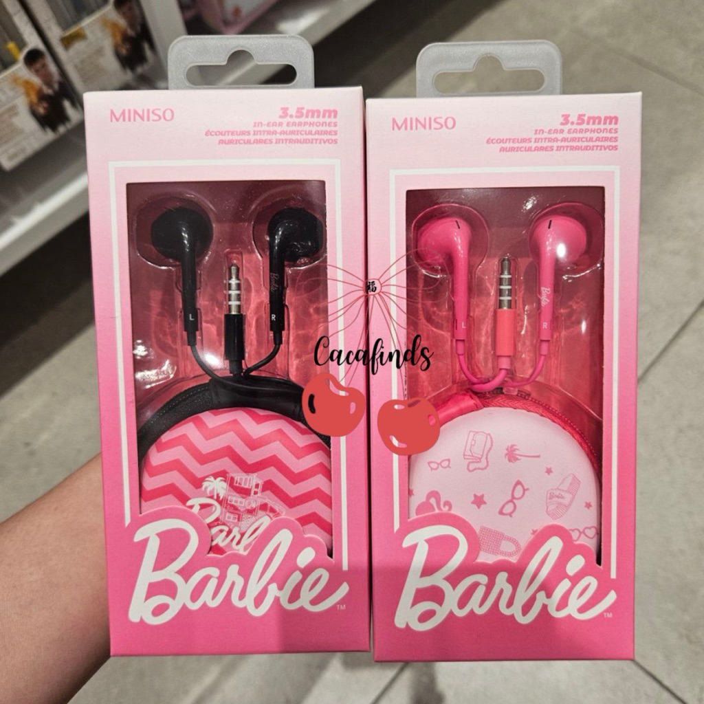 Jual MINISO x Barbie‼️In-Ear Earphone 3.5mm With Case Barbie Collection ...