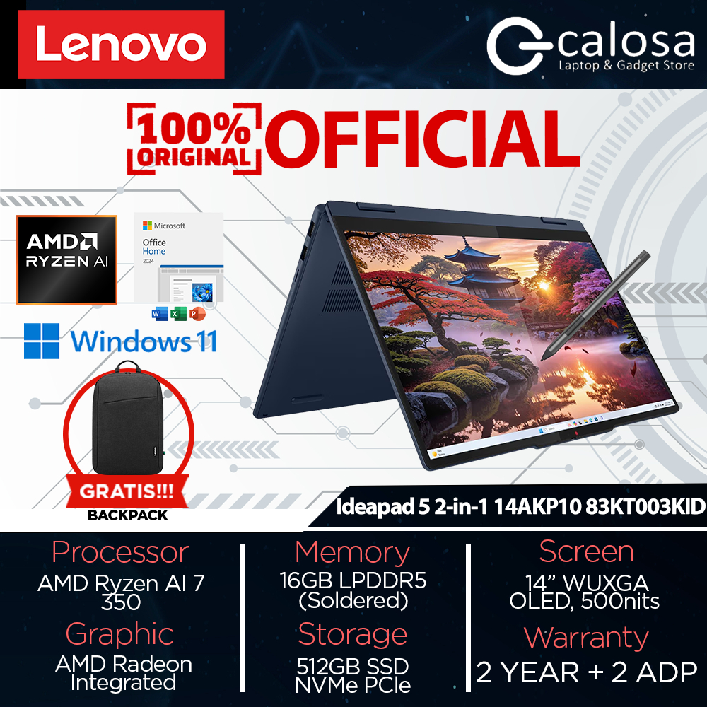 Jual Lenovo Ideapad 5 14AKP10 83KT003KID Touch 2in1 Ryzen AI 7 350 RAM ...