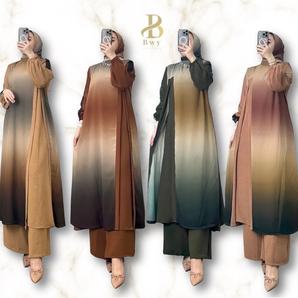 Jual Bwy - SET HIJAB MILEA TUNIK CERUTY MIX CRINKLE NEW SETELAN TUNIK ...