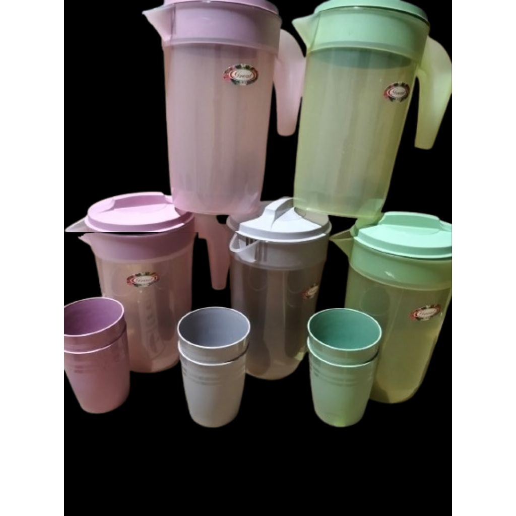 Jual Teko beranak plastik Eskan GREAT 1L Gratis 2 gelas / teko set ...