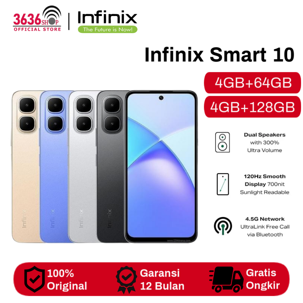 Jual Infinix Smart 10 [4GB+64GB] [4GB+128GB] Disply 6.67 inches - 5000mAh - Garansi resmi 12 ...