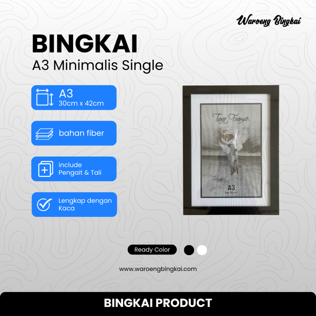 Jual Bingkai frame pigura foto ukuran A3 30X42 cm minimlis hitam putih ...