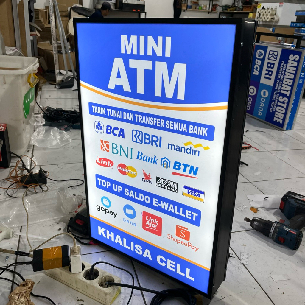 Jual NEON BOX MINI ATM Kotak ukuran 60cm x 40cm + braket samping ...
