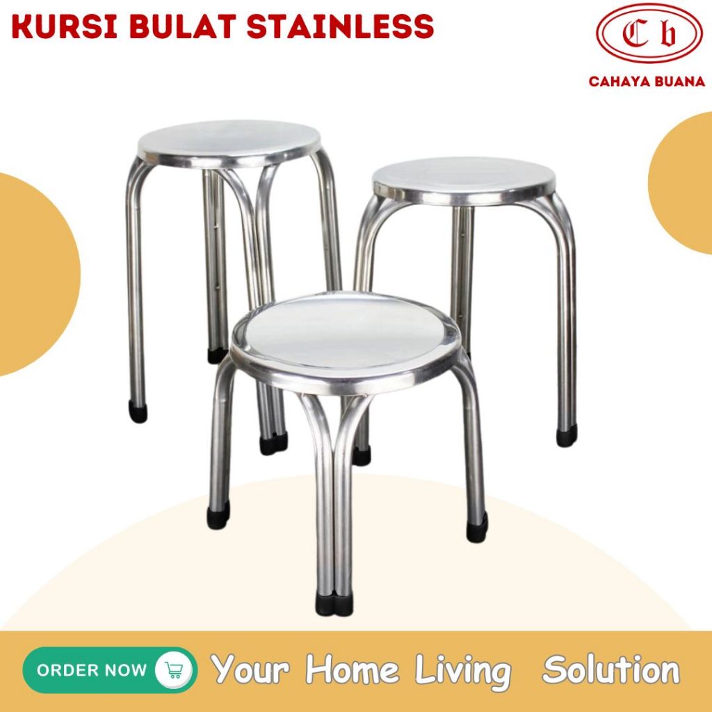 Jual Kursi Bangku Bulat Bakso Stainless Steel Dua Ukuran 30 & 47 CM ...